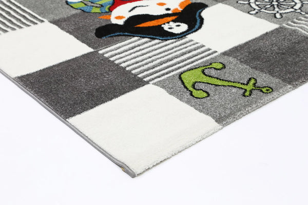 Happy Feet Pirate Party Grey Kids Rug - mrrugs.com.au